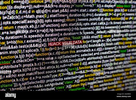 Macro Photo Of Computer Screen With Program Source Code And Highlighted Hijack Your Data