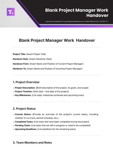 Free Handover Templates To Edit Online Print
