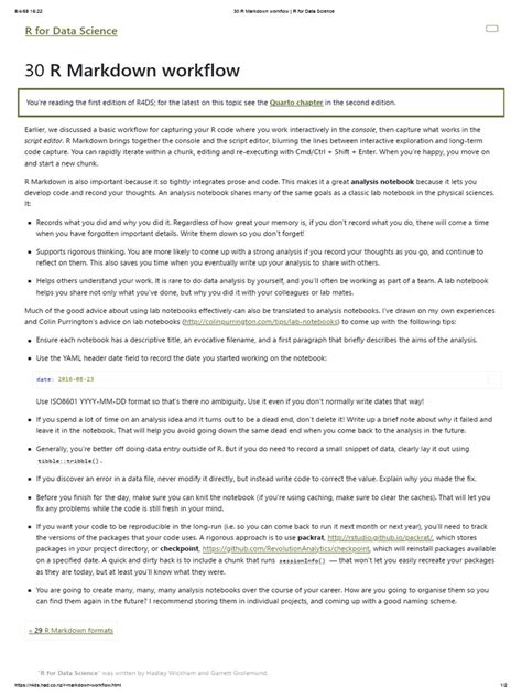30 r markdown workflow r for data science pdf computing