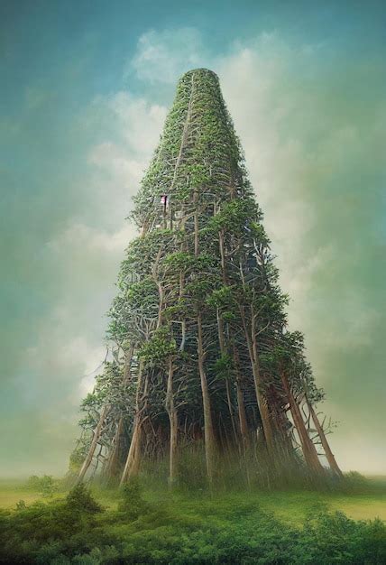 Premium AI Image A Painting Of A Tree With A Man On It