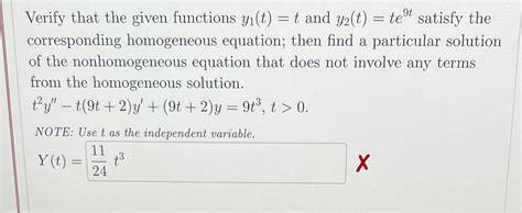 Solved Verify that the given functions y1(t)=t ﻿and | Chegg.com
