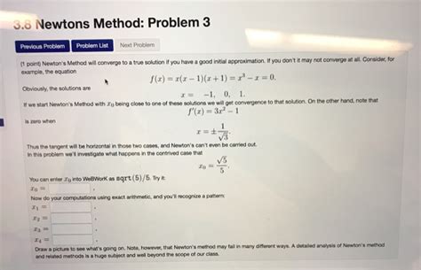 Solved Newtons Method Problem Previous Problem Chegg
