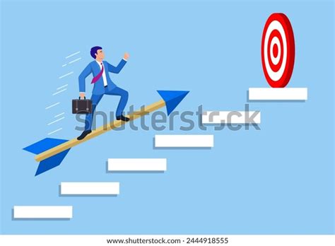Businessman Aim Arrow Target On Staircase Stock Vector Royalty Free