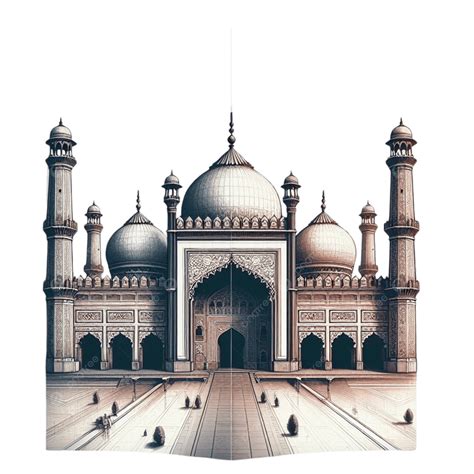 투명 배경에 3d Badshahi 사원 라호르 파키스탄 정면 모습 파키스탄 라호르 바드샤히 모스크 3d 모델 투명한 배경의 정면 모습 설계 Png 일러스트 및 이미지