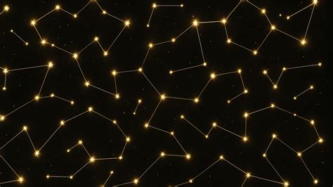 Black Canvas With Luminous Constellation Map Stars Connecting In Gold