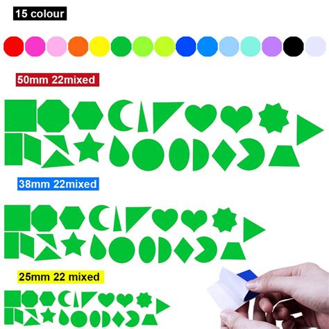 1035 Pcs 15 Colors 3 Sizes 22 Shape Bulk Foam Stickers Self Adhesive Foam