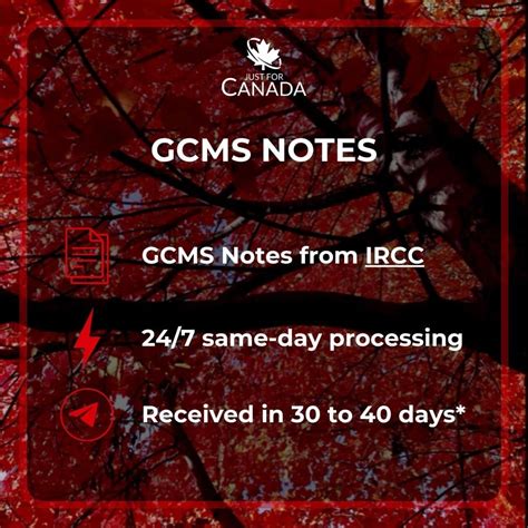 gcms notes official access to ircc application information