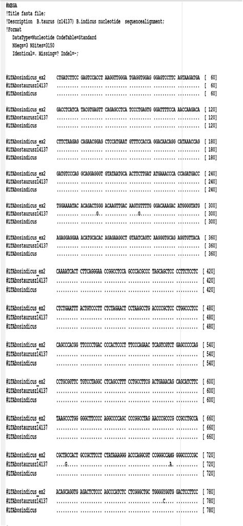 Alignment Of The Nucleotide Sequence S Of The Lta Gene Of Bos Taurus Download Scientific