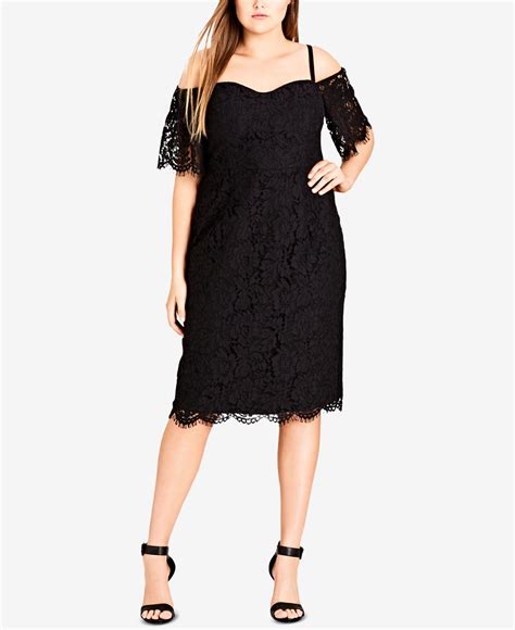 Lyst City Chic Trendy Plus Size Off The Shoulder Lace Dress In Black