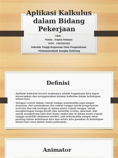 Aplikasi Kalkulus Dalam Bidang Pekerjaan Pdf