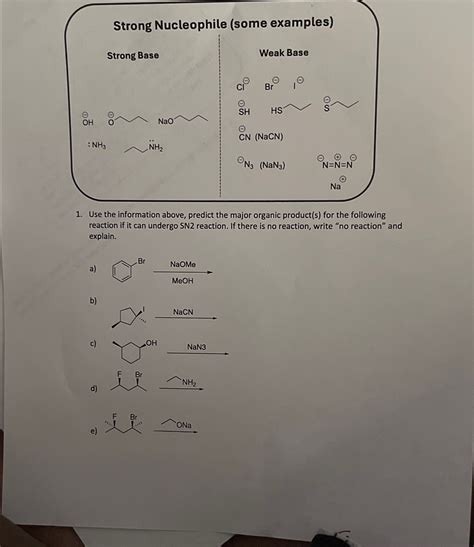 Solved Strong Nucleophile Some Examplesstrong Baseweak