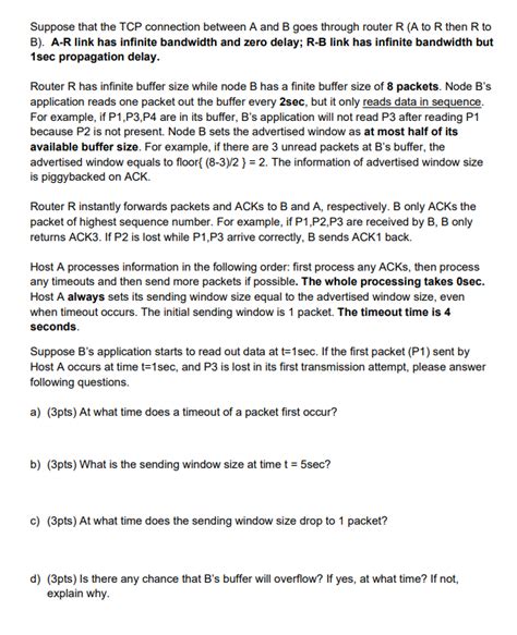 Solved Suppose That The TCP Connection Between A And B Goes Chegg
