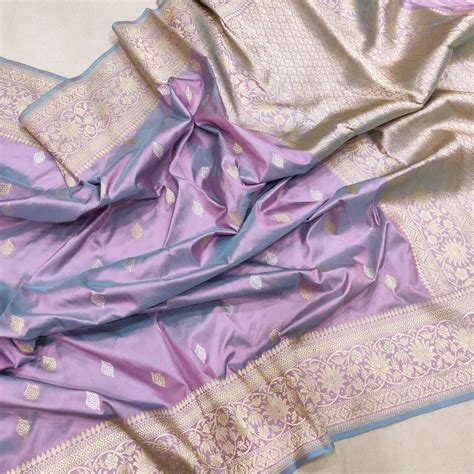 Dual Shade Pure Katan Silk Handwoven Banarasi Saree Banarasi Shagun