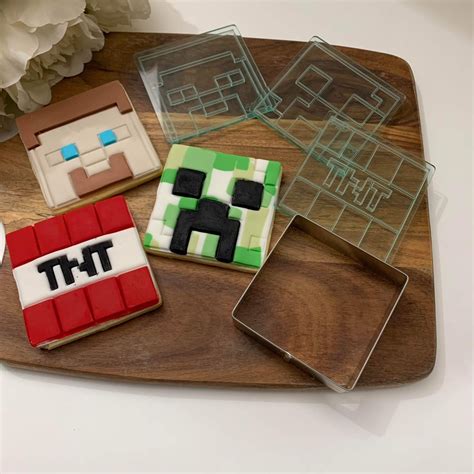 Set Cookie Cutter And Embosser Stamp Minecraft Handmade Cuttercraft