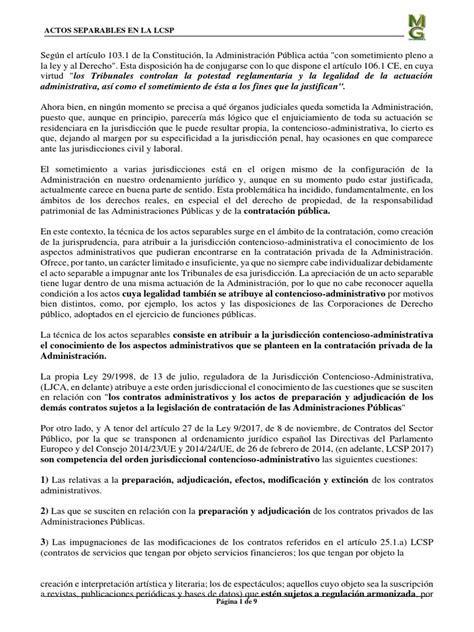 Actos Separables En La Lcsp Pdf Jurisdicción Ciencias Políticas