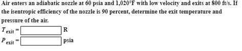 Solved The Isentropic Efficiency Of The Nozzle Is 90 Percent