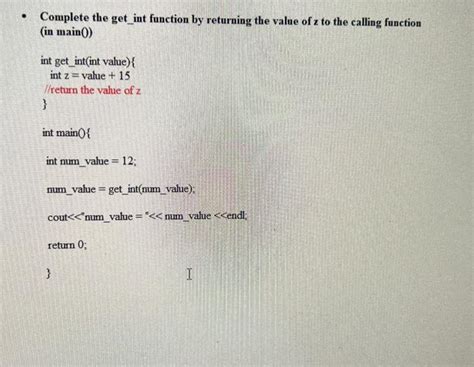 Solved Complete The Get Int Function By Returning The