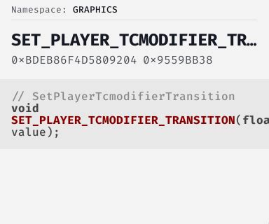 SetPlayerTcmodifierTransition FiveM Natives Cfx Re Docs