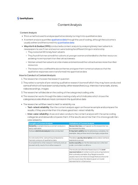 Research Methods Content And Thematic Analysis Qualitative Data Pdf