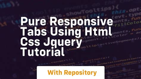 Pure Responsive Tabs Using Html Css Jquery Tutorial Youtube