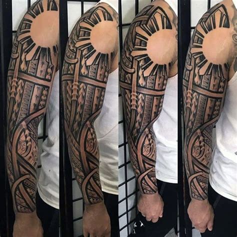 50 Filipino Sun Tattoo Designs For Men Tribal Ink Ideas