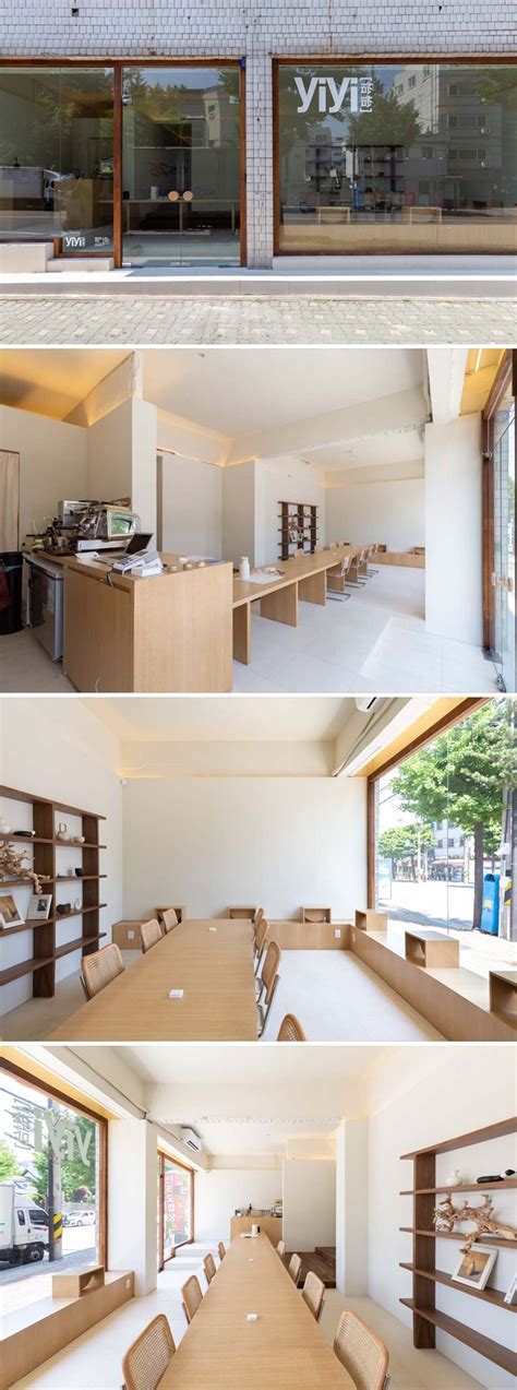 No 703 Yiyi 노후 상가를 활용한 미니멀리즘 카페 인테리어 인테리어 로프트 디자인 내부