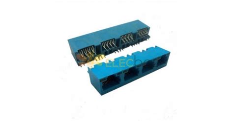4 Port Rj45 Socket 8p8c 1 4 Connector Blue 180degree Unshield Without Led
