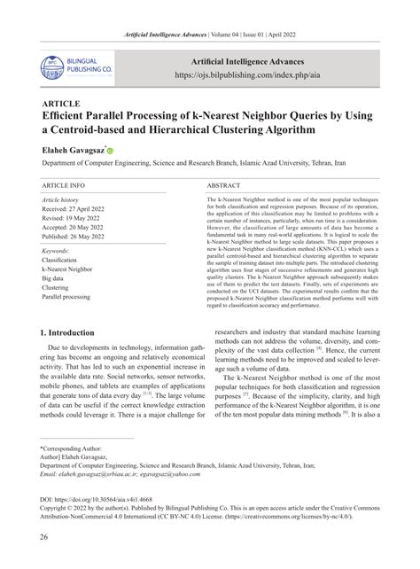 Pdf Efficient Parallel Processing Of K Nearest Neighbor Queries By Using A Centroid Based And