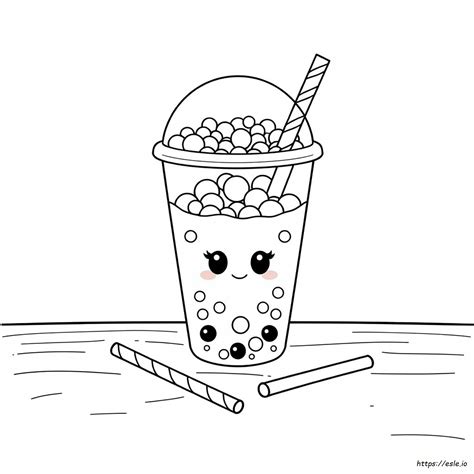 Kawaii Boba Tea Coloring Pages