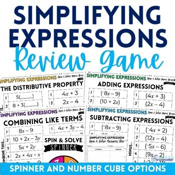Simplifying Expressions Cooperative Learning Review Game TPT