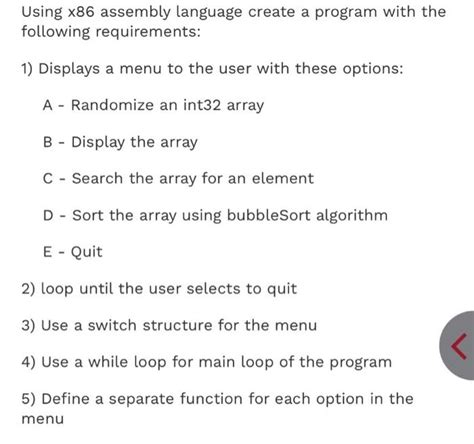 Solved Using x86 assembly language create a program with the | Chegg.com