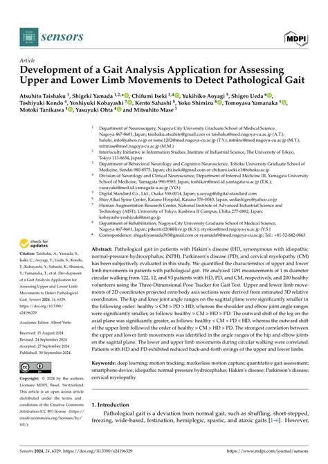Pdf Development Of A Gait Analysis Application For Assessing Upper And Lower Limb Movements To