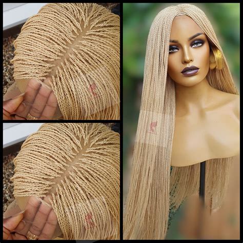 Platinum Blonde Tiny Twists Closure Braided Wig Braided Wigs Store Uk