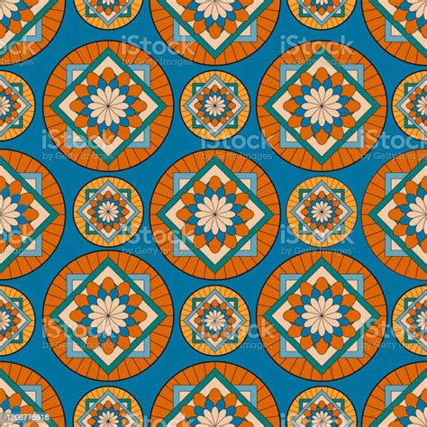 파란색과 주황색 색상의 밝은 기하학적 패턴 벡터 일러스트레이션 0명에 대한 스톡 벡터 아트 및 기타 이미지 0명 공예