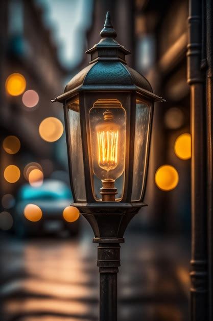 Premium Ai Image A Street Lamp With A Light On It