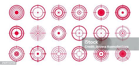 빨간색 대상 아이콘입니다 스나이퍼 기호 십자선 및 조준 기호 벡터 일러스트 레이 션 Eps10 전쟁에 대한 스톡 벡터 아트 및 기타 이미지 Istock