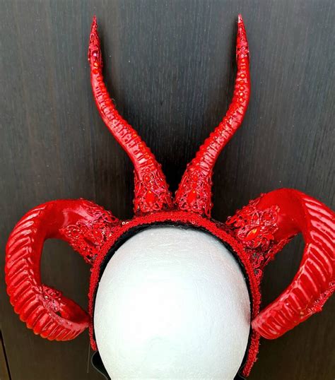 Red Double Horns Headpiece Vampire Crown Halloween Costume