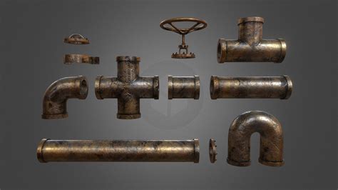 Old Pipes Bundle Modular Industrial Pack Download Free 3d Model By