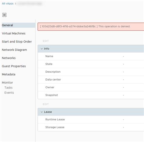 Error While Editing A Vmware Cloud Director Vapp With Networks Vcloud