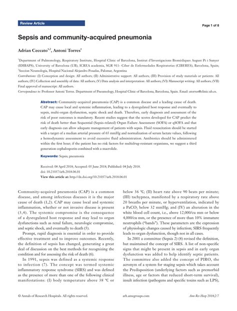Pdf Sepsis And Community Acquired Pneumonia