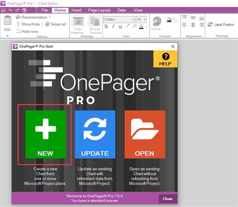 creating another new chart onepager pro desktop for version 7 0