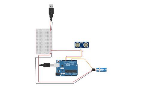 Circuit Design Servo Ultrasonido Tinkercad