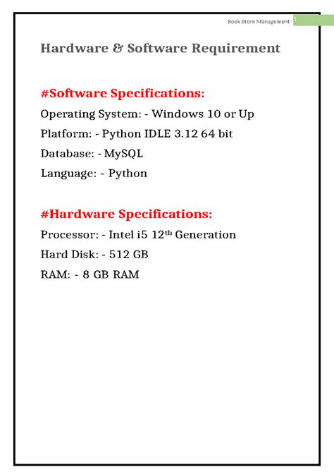 Book Store Management System Hardware And Software Specs Cs101 Studocu