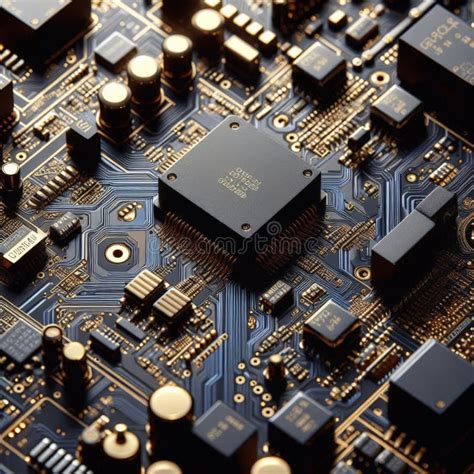 Computer Microchip Sitting On Motherboard Stock Illustration