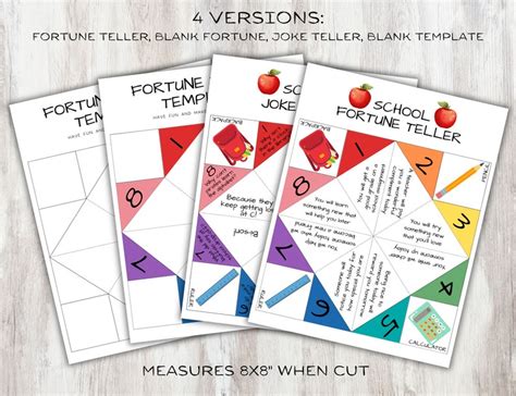 School Themed Fortune Teller And Joke Teller Printable Cootie Catcher
