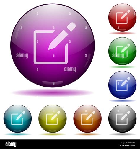 Set Of Color Editbox Glass Sphere Buttons With Shadows Stock Vector Image Art Alamy