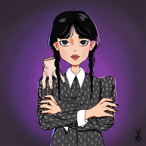Wednesday Addams Collection Jenna Ortega As Wednesday Cartoon