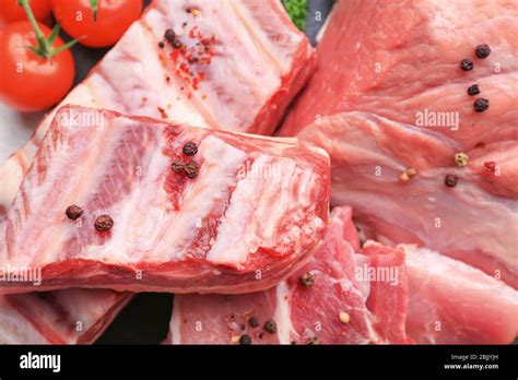 Different Types Of Raw Meat Closeup Stock Photo Alamy
