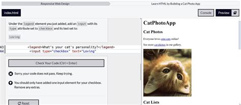 Correct Code Wont Pass On Step 56 Of Learn Html By Building A Cat Photo App Html Css The