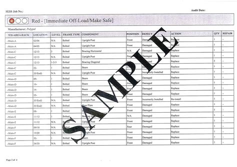 Sample Damage Report Storage Equipment Safety Service Ltd